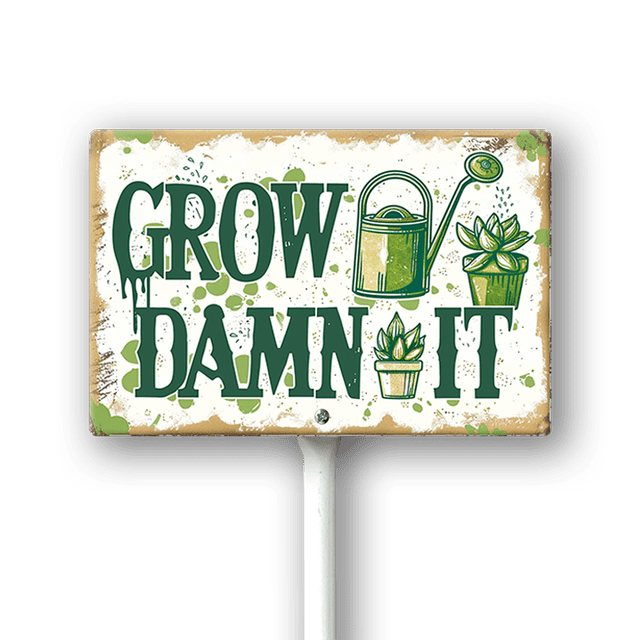 Eveokoki Grow Dammit Garden Signs Decor- Aluminum Garden Stakes Sign ...