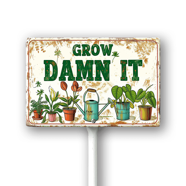 Eveokoki Grow Dammit Garden Signs Decor- Aluminum Garden Stakes Sign ...