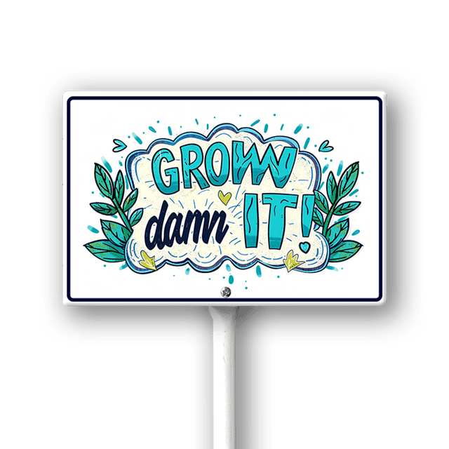 Eveokoki Grow Dammit Garden Signs Decor- Aluminum Garden Stakes Sign ...