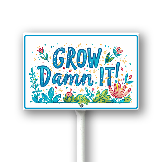 Eveokoki Grow Dammit Garden Signs Decor- Aluminum Garden Stakes Sign ...