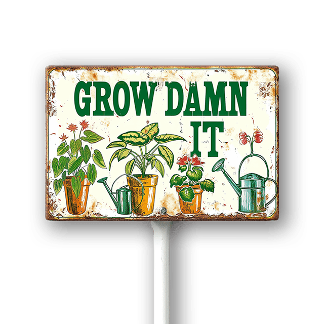 Eveokoki Grow Dammit Garden Signs Decor- Aluminum Garden Stakes Sign ...