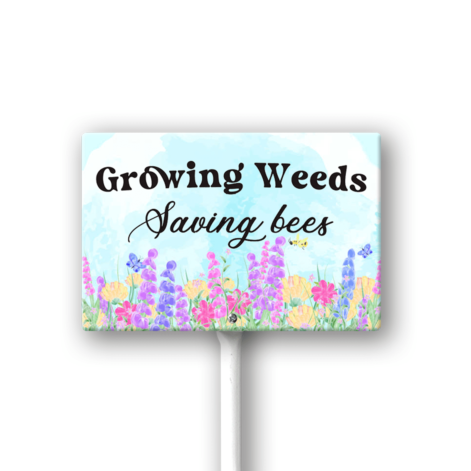 Eveokoki Growing Weeds Saving Bees Sign for Yard with Stake 12x8Inch ...