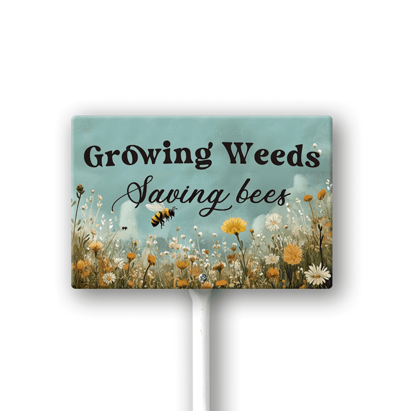 Eveokoki Growing Weeds Saving Bees Sign for Yard with Stake 12x8Inch ...