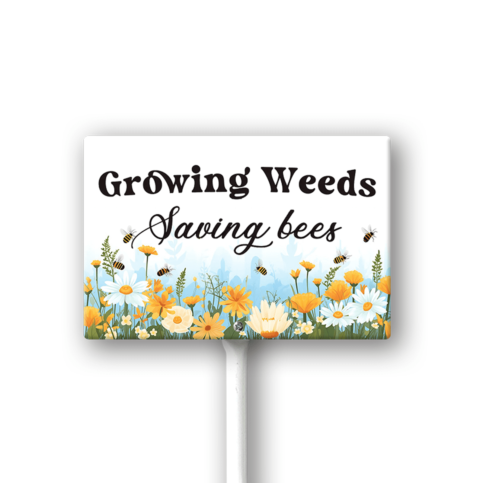 Eveokoki Growing Weeds Saving Bees Sign for Yard with Stake 12x8Inch ...