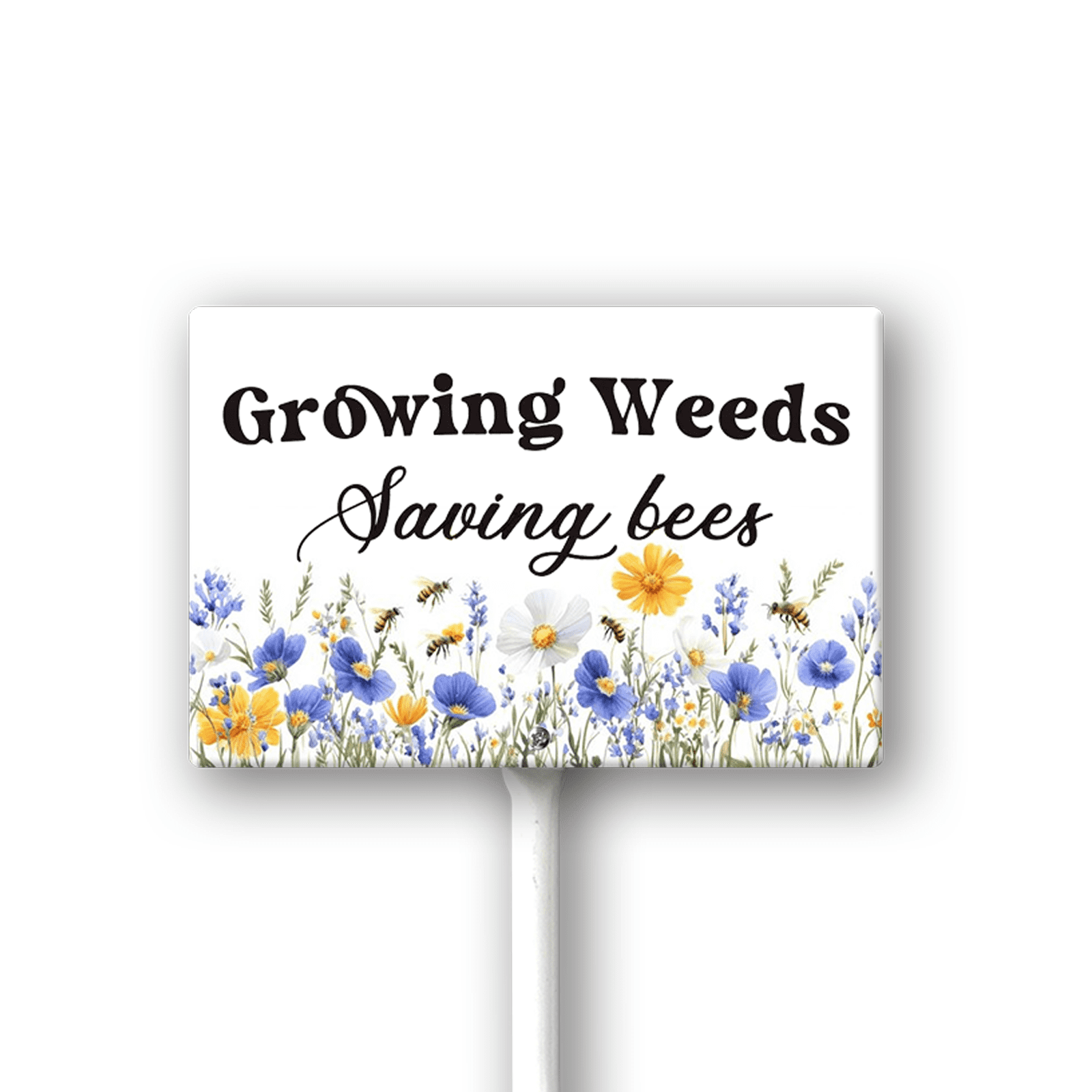 Eveokoki Growing Weeds Saving Bees Sign for Yard with Stake 12x8Inch ...