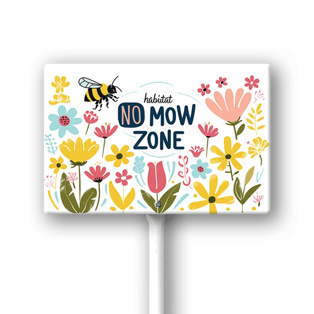 Eveokoki Habitat No Mow Zone Sign with Metal Stake 8 x 12 Inches No Mow ...