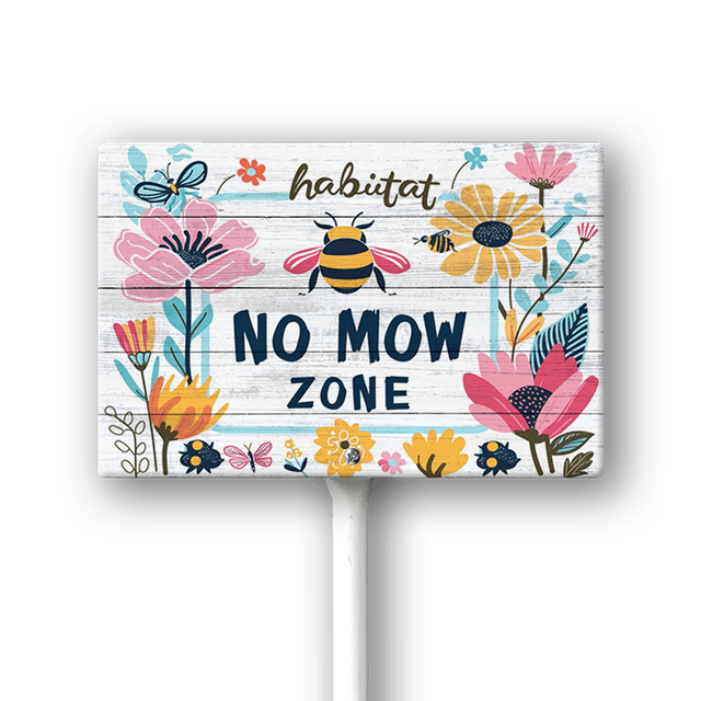 Eveokoki Habitat No Mow Zone Sign with Metal Stake 8 x 12 Inches No Mow ...