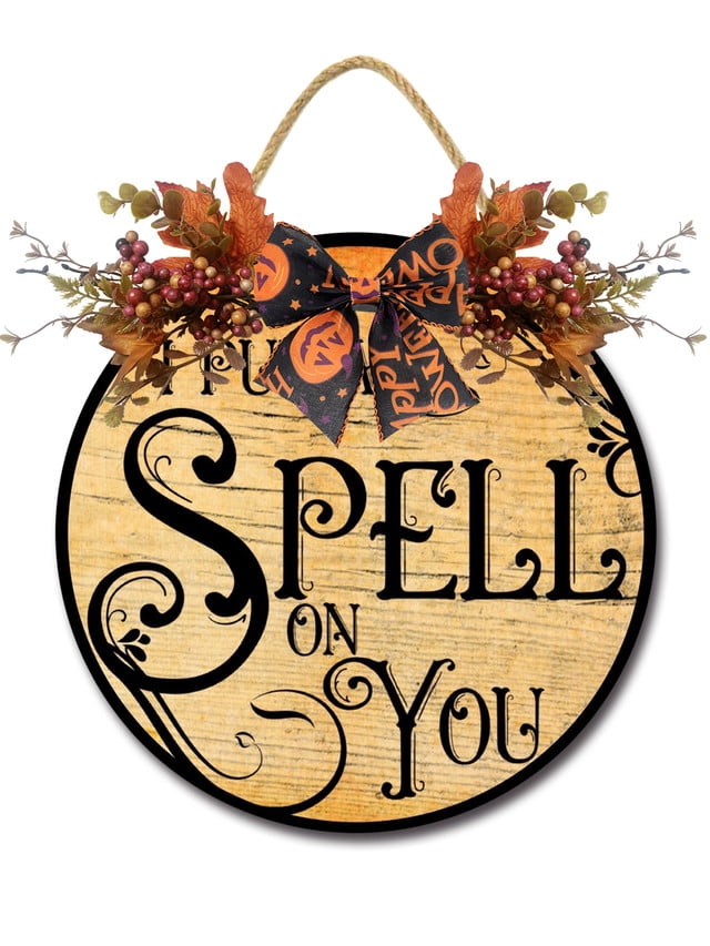 Eveokoki Halloween Decorations Door Sign, 11 Inch Rustic I Put A Spell ...