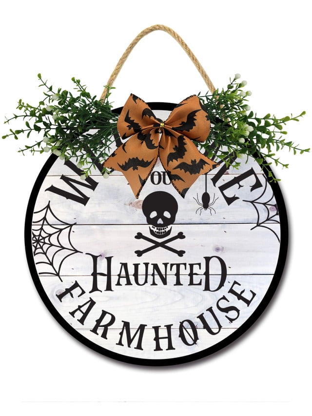 Eveokoki Halloween Decorations Door Sign, 12 Inch Rustic Welcome To Our ... Eveokoki Halloween Decorations Door Sign, 12 Inch Rustic Welcome To Our ...