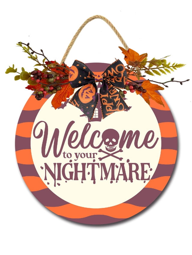 Eveokoki Halloween Decorations Door Sign, 12 Inch Rustic Welcome To ... Eveokoki Halloween Decorations Door Sign, 12 Inch Rustic Welcome To ...