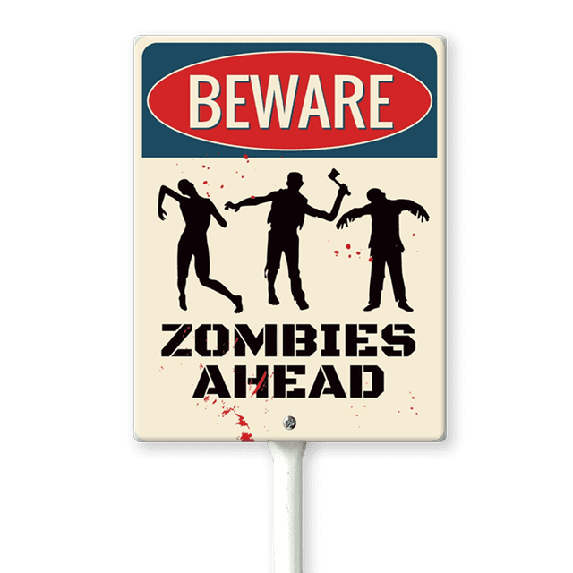 Eveokoki Halloween Yard Sign Beware Zombies Ahead Decorations Yard ...