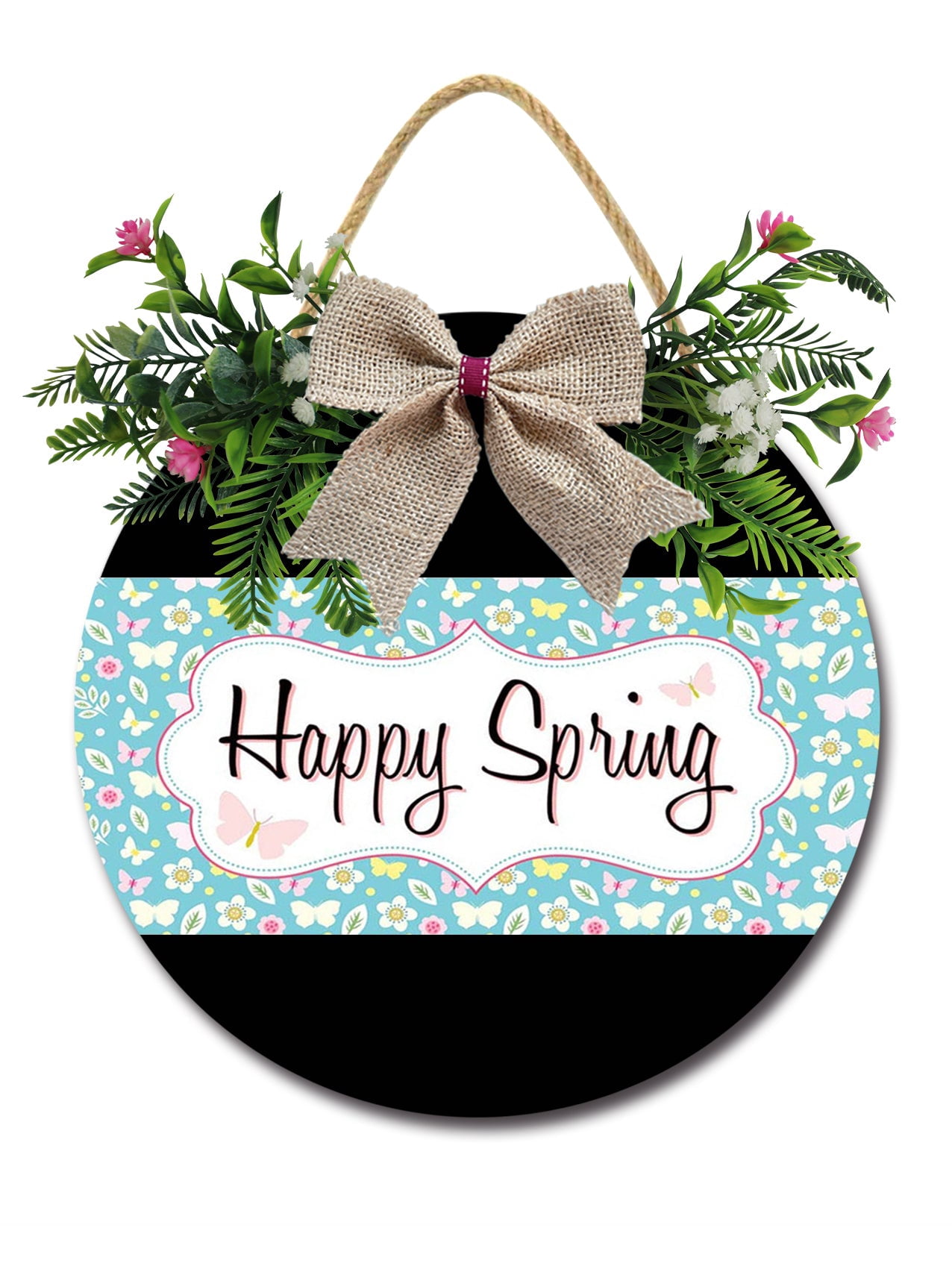 Eveokoki Happy Spring Front Door Sign Funny Wreaths Hanging Wooden ...