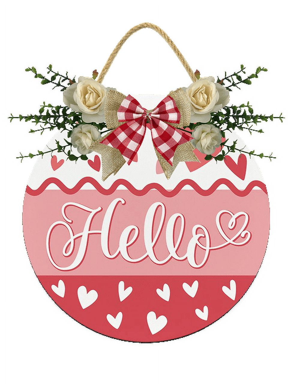Eveokoki Hello Sign for Front Door Decorations, Rustic Round Wood ...