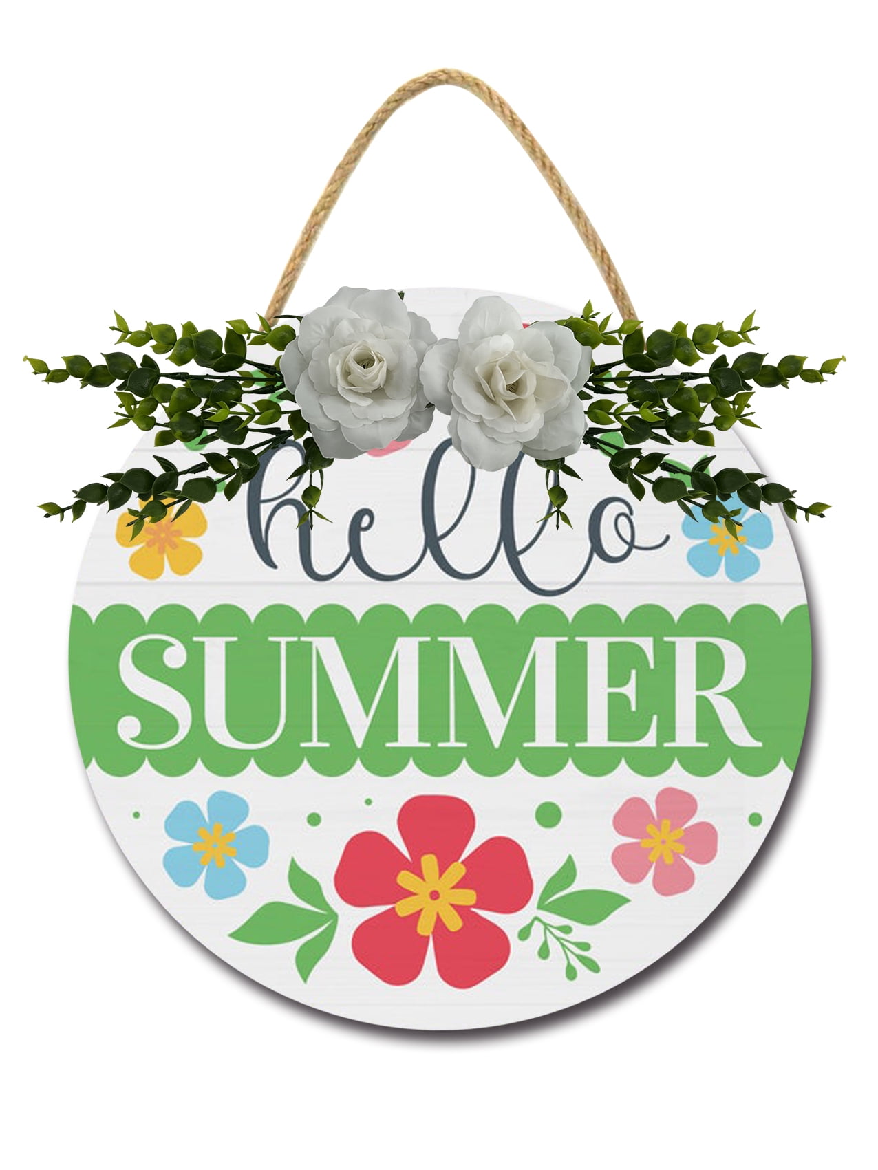 Eveokoki Hello Summer Front Door Sign Funny Wreaths Hanging Wooden ...
