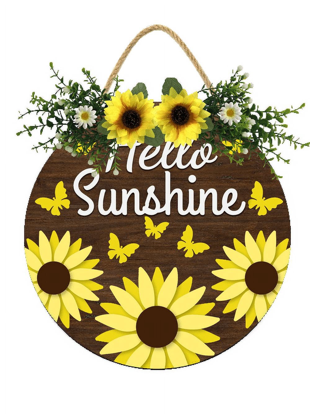 Eveokoki Hello Sunshine Wooden Hanging Signs Summer Welcome Sign Front ...