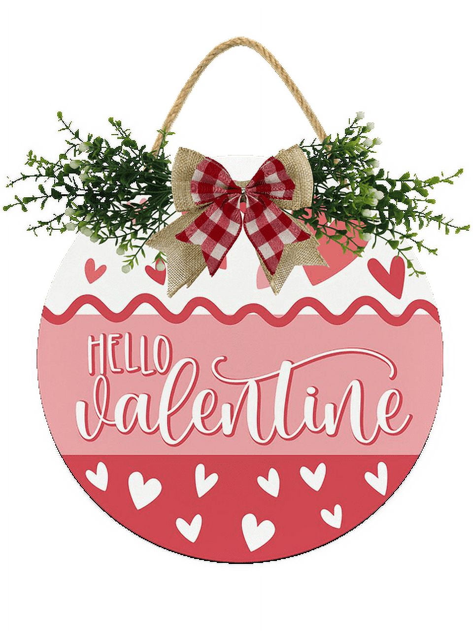 Eveokoki Hello Valentine Sign for Front Door Decorations, Rustic Round ...