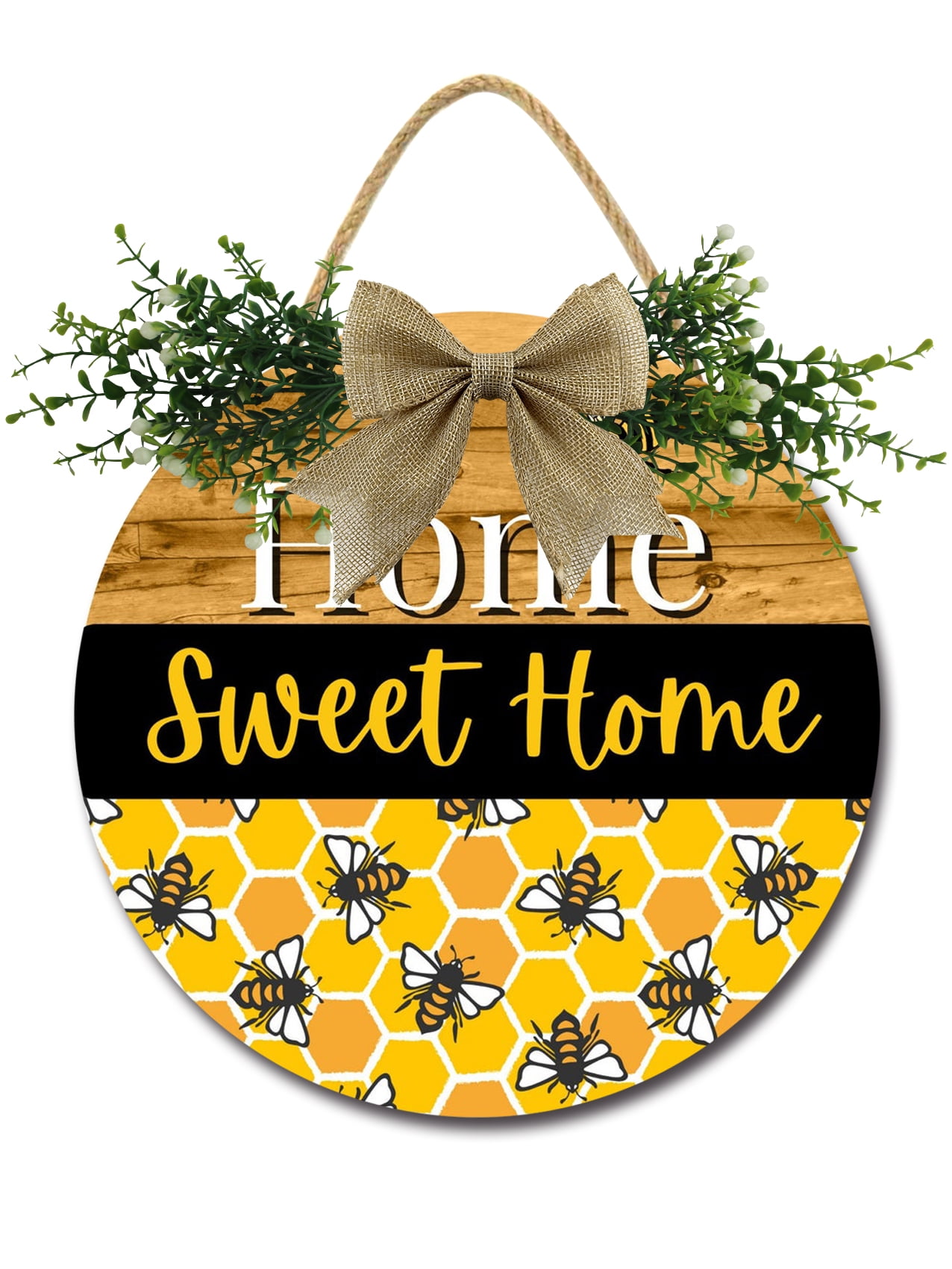 Eveokoki Home Sweet Home Bee Front Door Sign Funny Wreaths Hanging ...