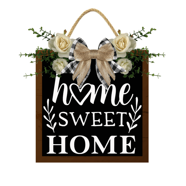 Eveokoki Home Sweet Home Wreaths Decor Sign Front Door, Round Wood ...