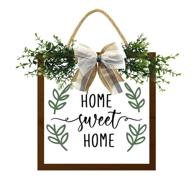 Eveokoki Home Sweet Home Wreaths Decor Sign Front Door, Round Wood ...