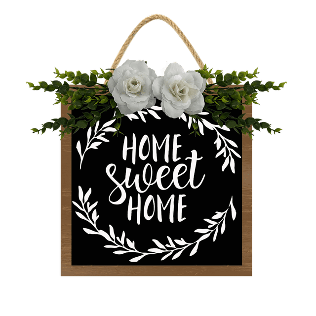 Eveokoki Home Sweet Home Wreaths Decor Sign Front Door, Round Wood ...