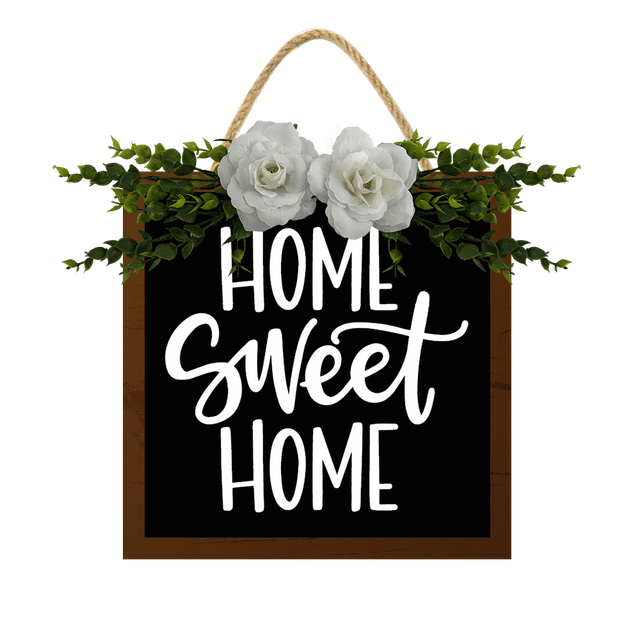 Eveokoki Home Sweet Home Wreaths Decor Sign Front Door, Round Wood ...