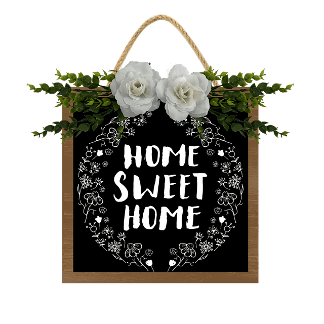 Eveokoki Home Sweet Home Wreaths Decor Sign Front Door, Round Wood ...