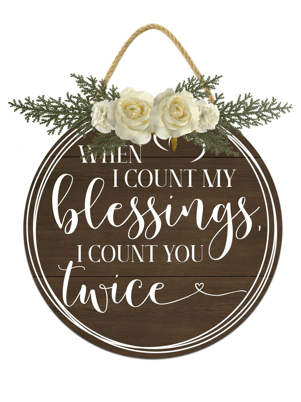 Eveokoki When I Count My Blessings Sign Front Door Porch Decorations ...