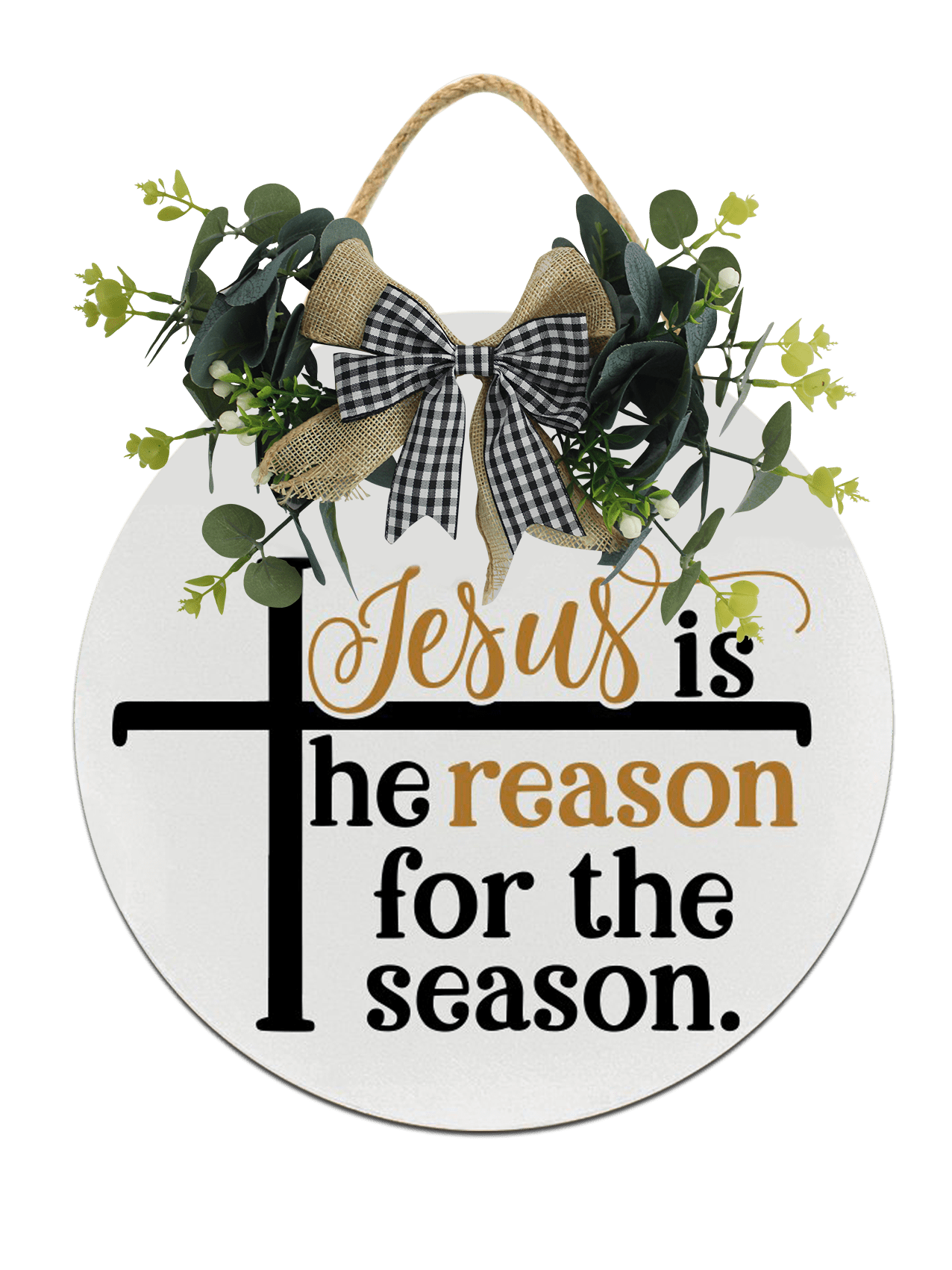 Eveokoki Jesus Is The Reason For The Season Decorations Wreath, Wooden ...
