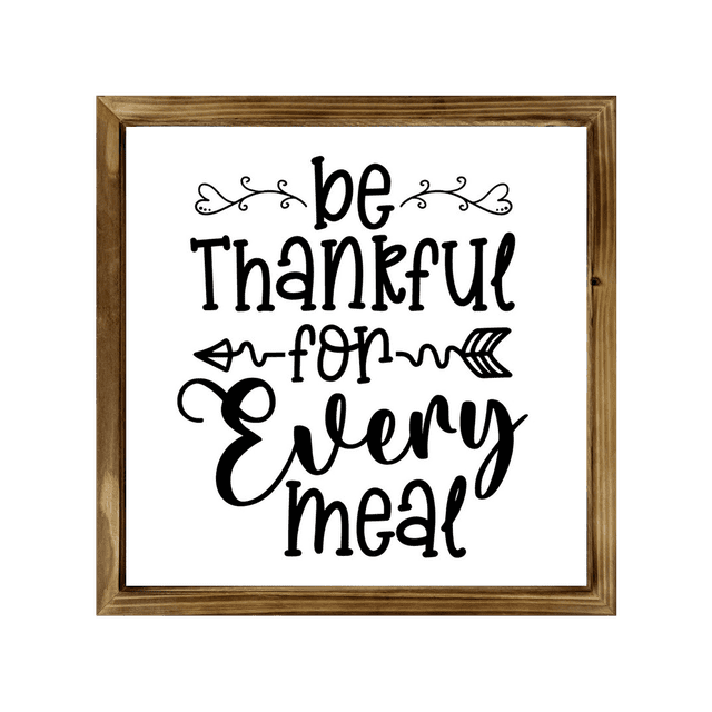 Eveokoki Kitchen Sign with Rustic Wood Frame 12x12 Inch, Be thankful ...