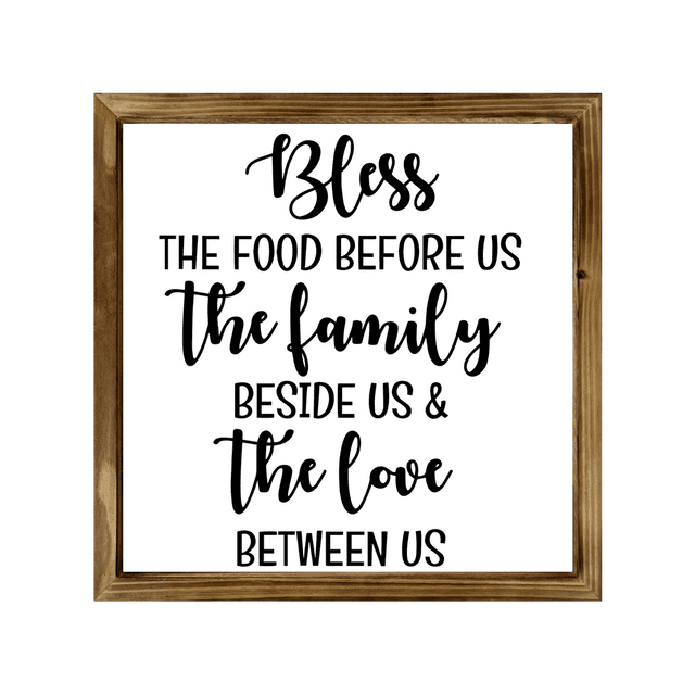 Eveokoki Kitchen Sign with Rustic Wood Frame 12x12 Inch, Bless the food ...