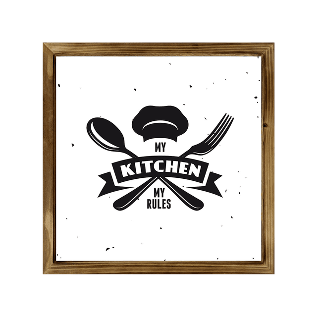 Eveokoki Kitchen Sign with Rustic Wood Frame 12x12 Inch, My kitchen ...