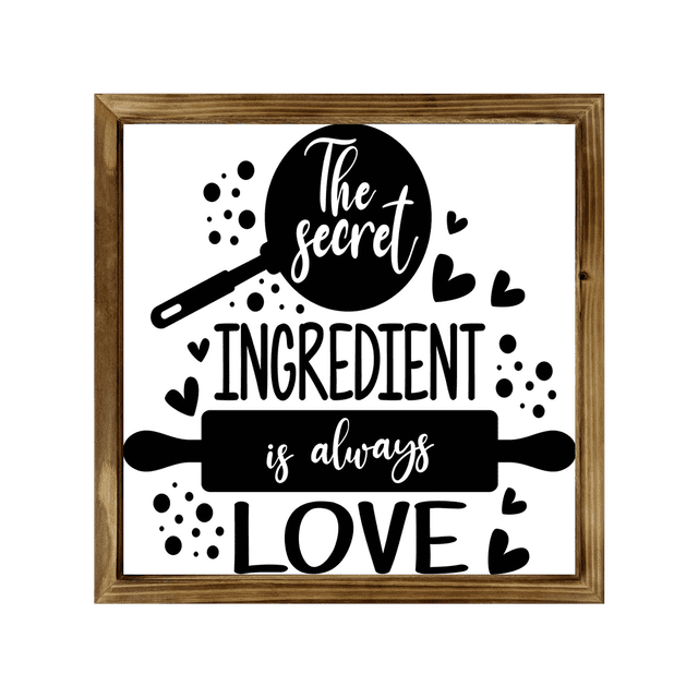 Eveokoki Kitchen Sign with Rustic Wood Frame 16x16 Inch, Secret ...