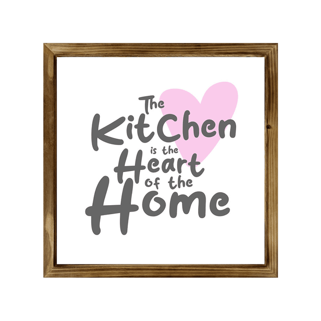 Eveokoki Kitchen Sign with Rustic Wood Frame 16x16 Inch, Kitchen is the ...