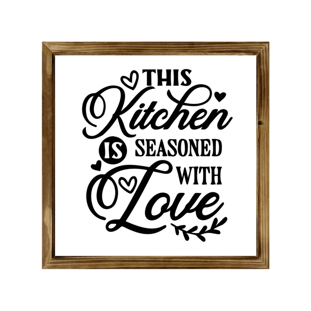 Eveokoki Kitchen Sign with Rustic Wood Frame 16x16 Inch, This kitchen ...