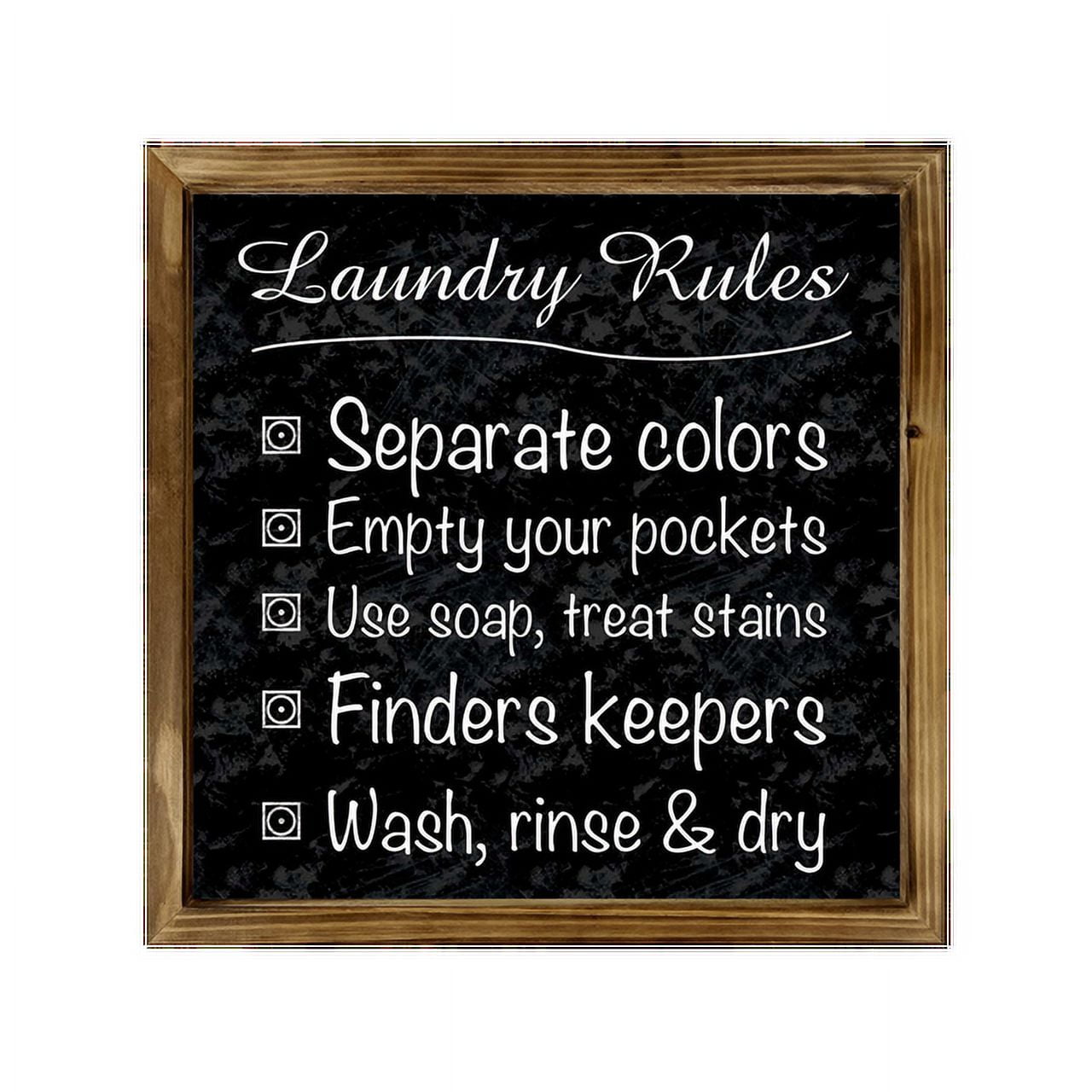 Eveokoki Laundry Rules Sign 16x16 Inch, Rustic Farmhouse Decor Home ...
