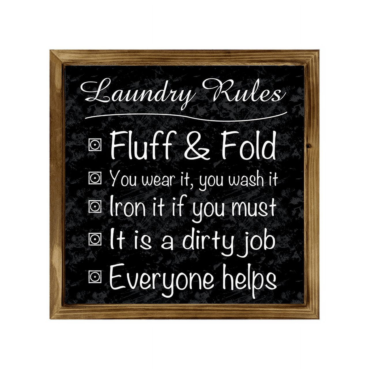 Eveokoki Laundry Rules Sign 16x16 Inch, Rustic Farmhouse Decor Home ...