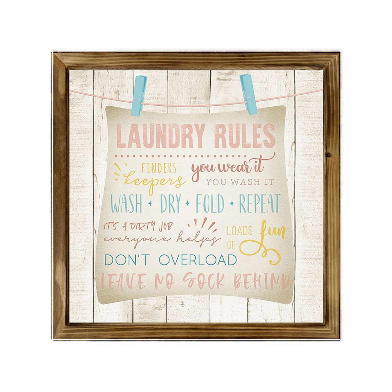 Eveokoki Laundry Rules Sign 16x16 Inch, Rustic Farmhouse Decor Home ...