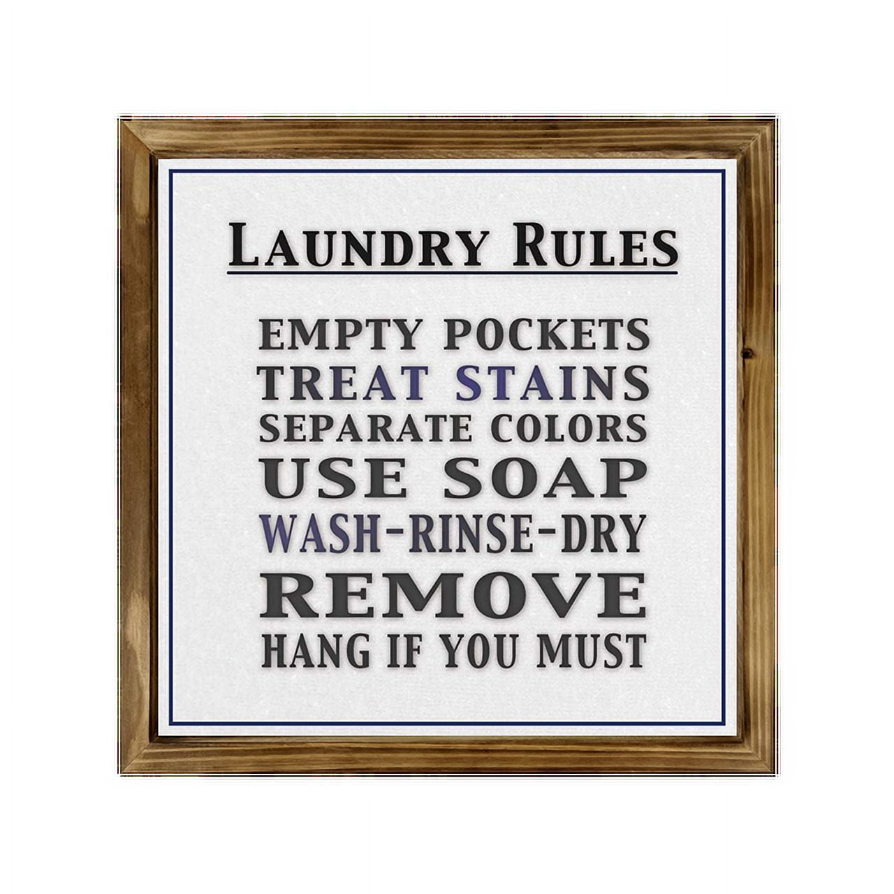 Eveokoki Laundry Rules Sign 8x8 Inch, Rustic Farmhouse Decor Home Sign ...