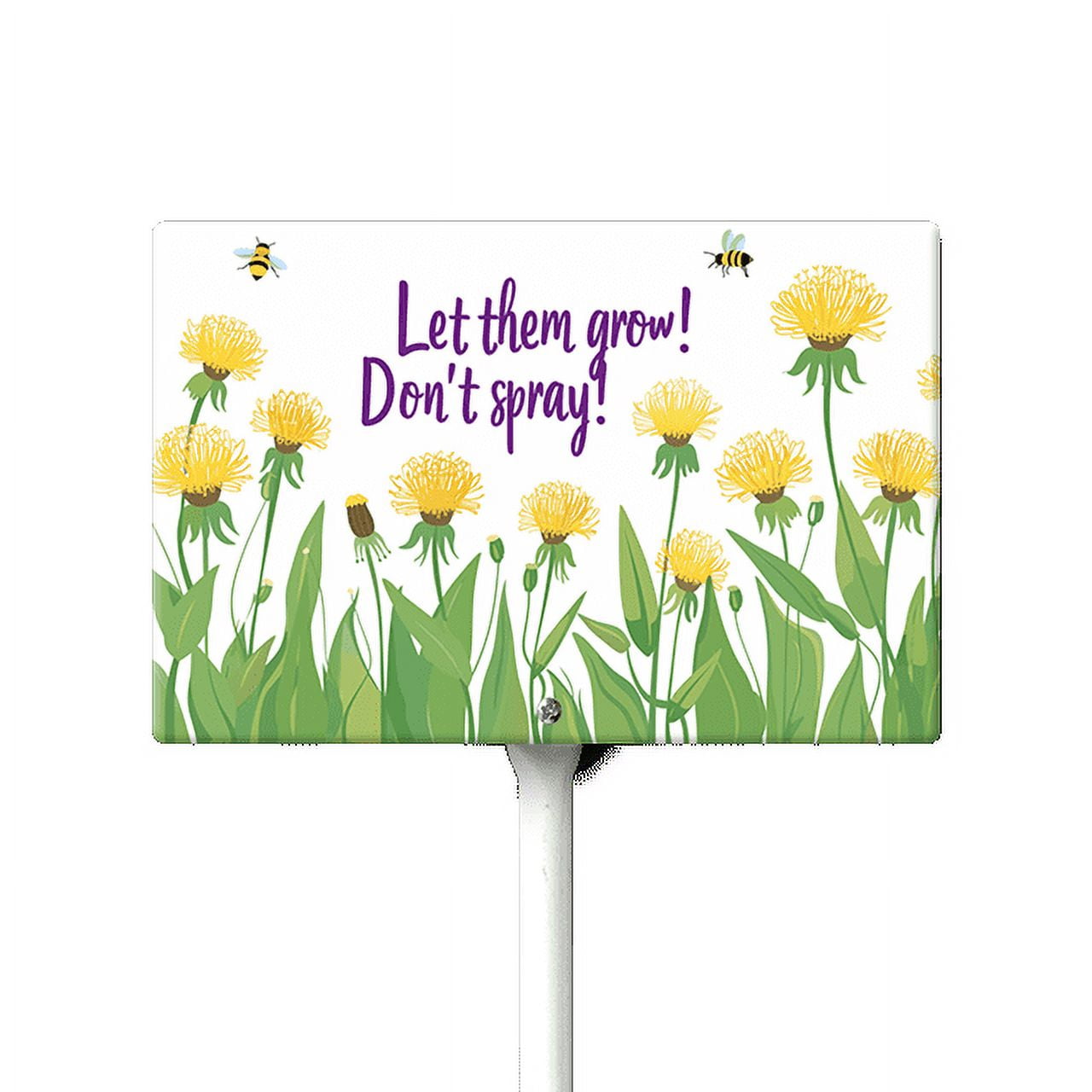 Eveokoki Let Them Grow! Don't Spray Sign with Metal Stake 8 x 12 Inches No Mow May Yard Sign No ...