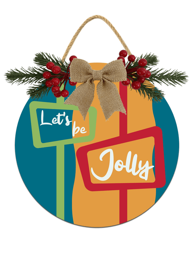 Eveokoki Let's Be Jolly Decorations Wreath, Wooden Hanging Sign Rustic ...
