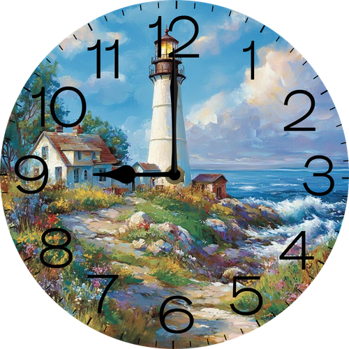 Eveokoki Lighthouses Coastal Wall Clock Large Silent Non-Ticking ...