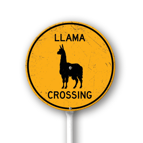 Eveokoki Llama Crossing Round Sign with Metal Stake -9.2x9.2inch Lawn ...
