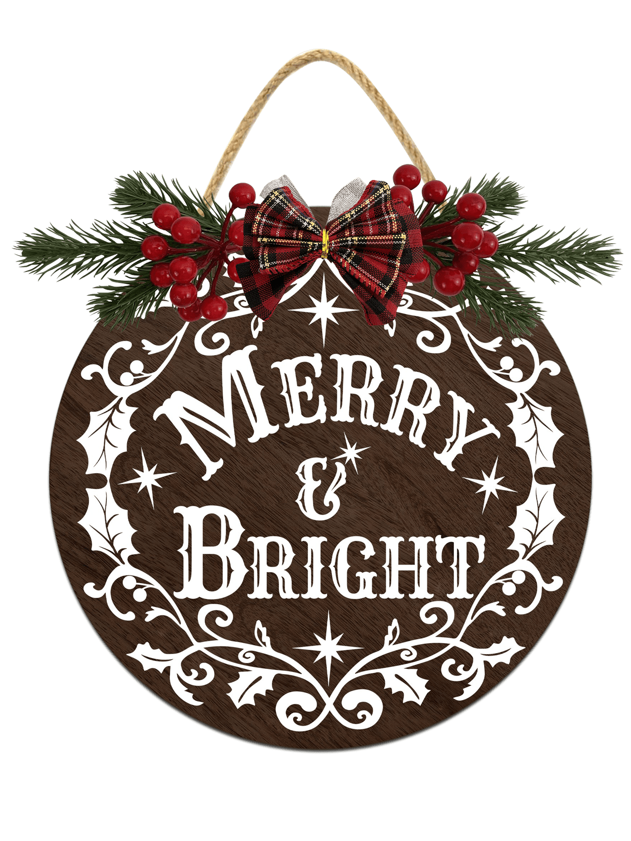 Eveokoki Merry And Bright Decorations Wreath, Merry Christmas Hanging ...