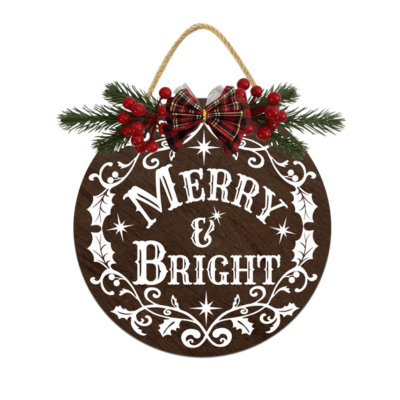Eveokoki Merry And Bright Decorations Wreath, Merry Christmas Hanging ...