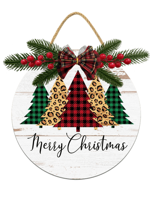 Eveokoki Merry Xmas Tree Door Hanging Sign 12 inch Wooden Wall Sign ...