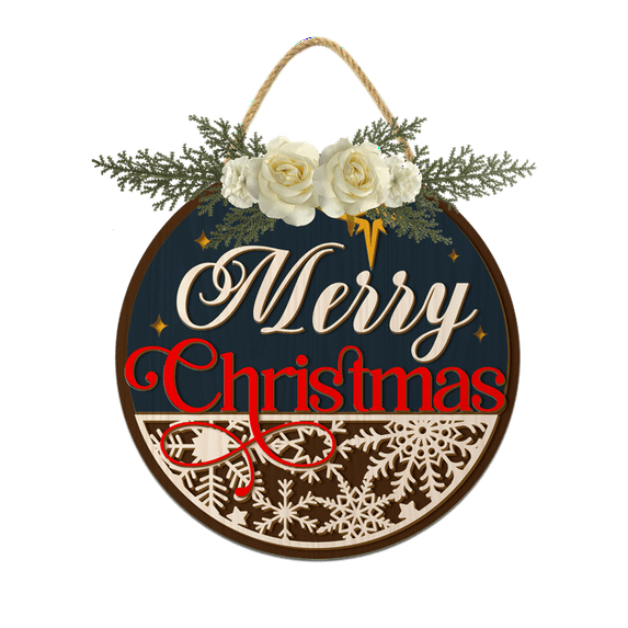 Eveokoki Mooey Christmas Sign for Front Door,8 inch Round Wooden Signs ...