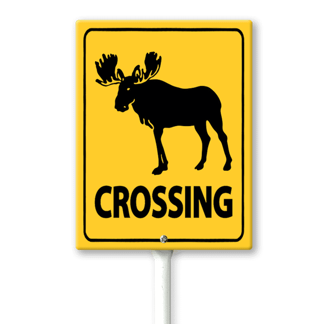 Eveokoki Moose Crossing Sign with Metal Stake -4.6x6inch Lawn Sign ...