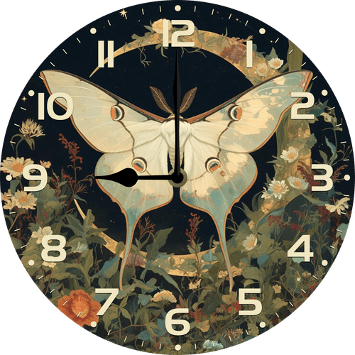 Eveokoki Moth Butterfly Wall Clock 12 Inch Silent Battery Operated ...