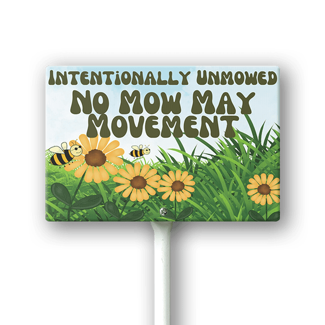 Eveokoki No Mow May Movement Sign with Metal Stake 8 x 12 Inches No Mow ...