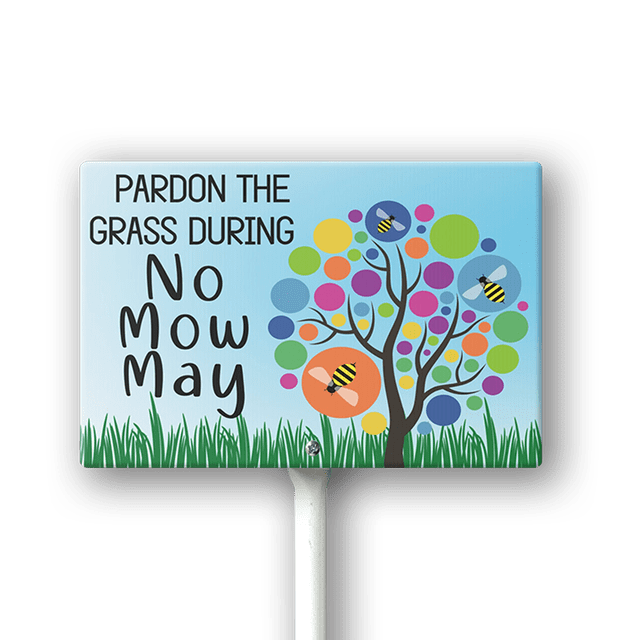 Eveokoki No Mow May Sign with Metal Stake 8 x 12 Inches No Mow May Yard ...